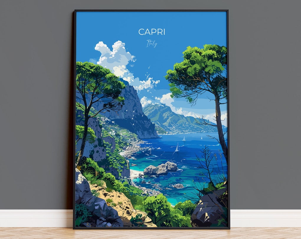 Capri Travel Poster, Travel Print Of Capri, Italy, Capri Art Lovers ...