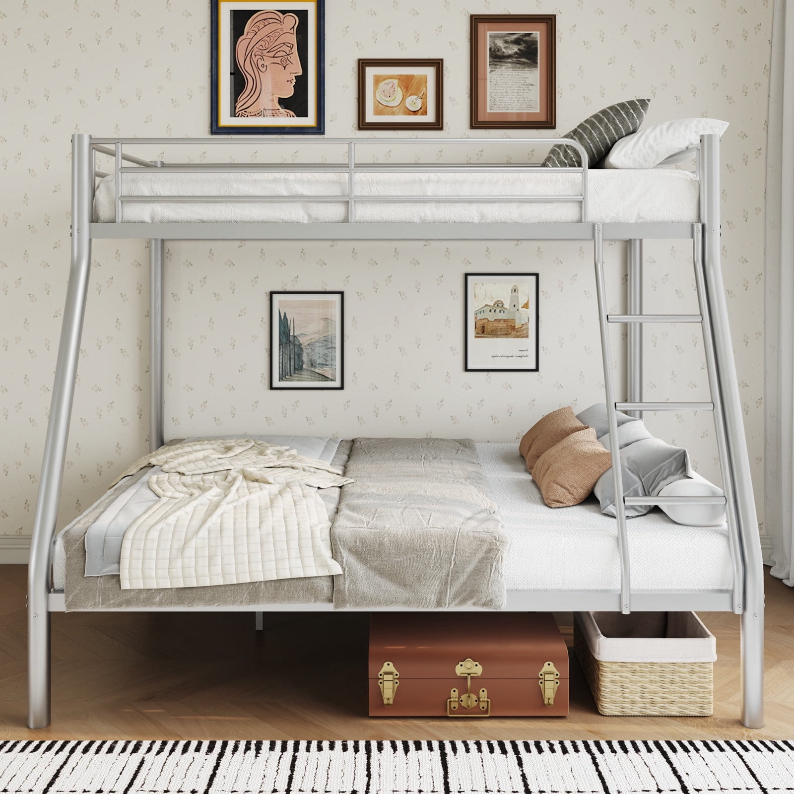 Capri Twin over Full Size Metal Bunk Bed for Teens Adult with 12" Under ...