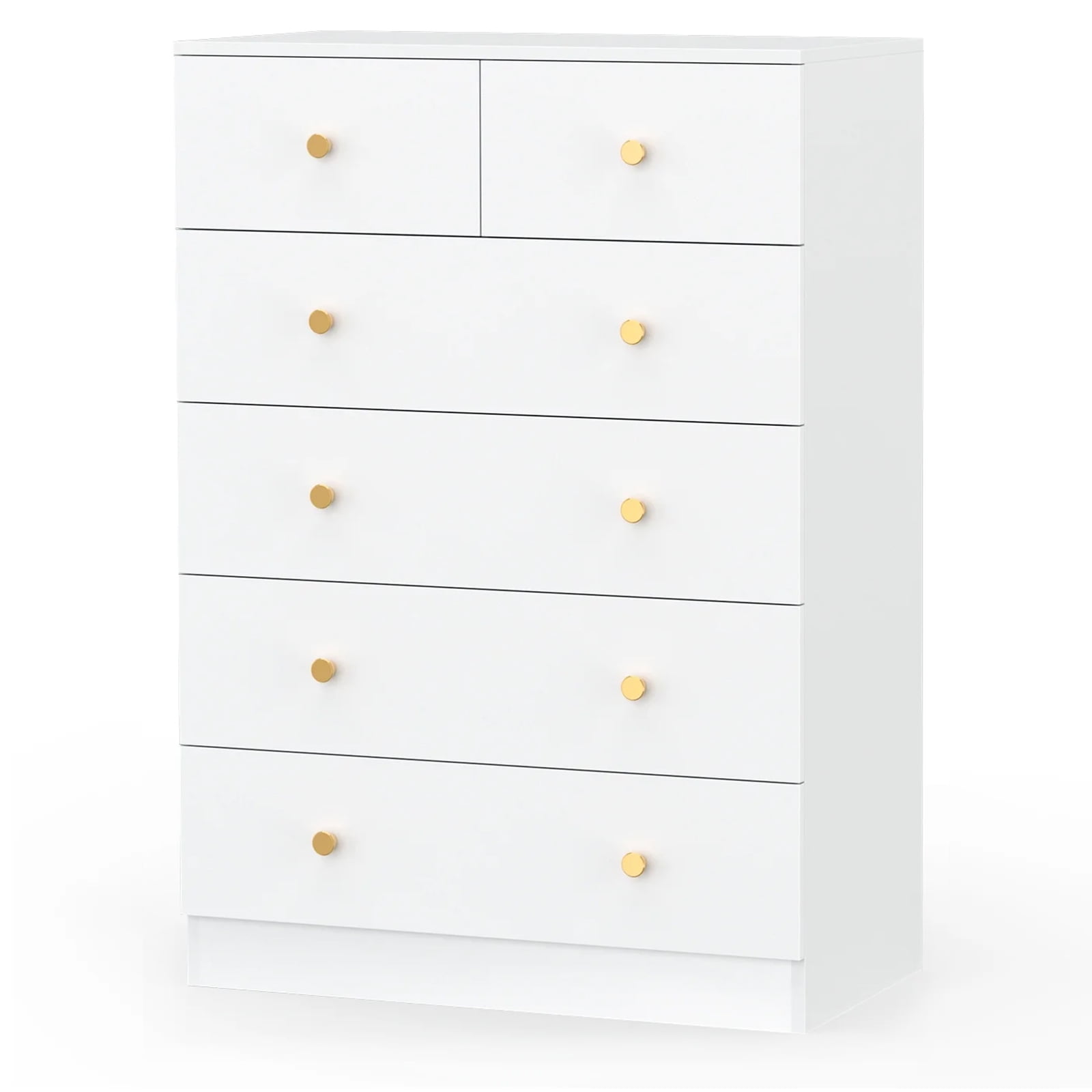 Capri White 6 Drawer Dresser, Modern Nightstand, Storage Wide Chest of ...