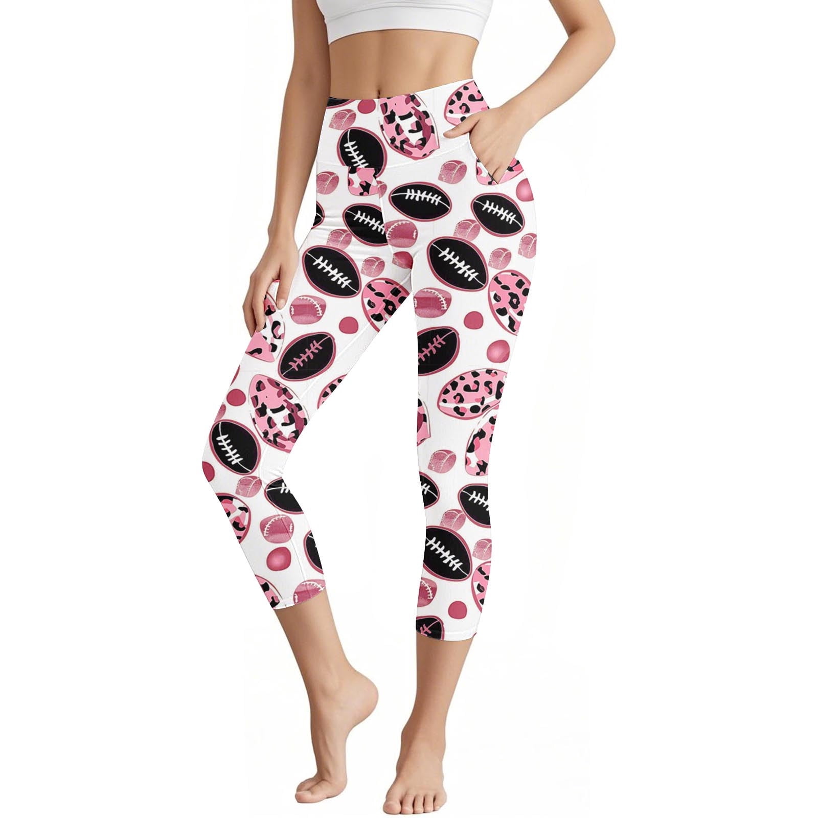 Capri Yoga Pants for Women Cropped Activewear Printed Pattern Tummy ...
