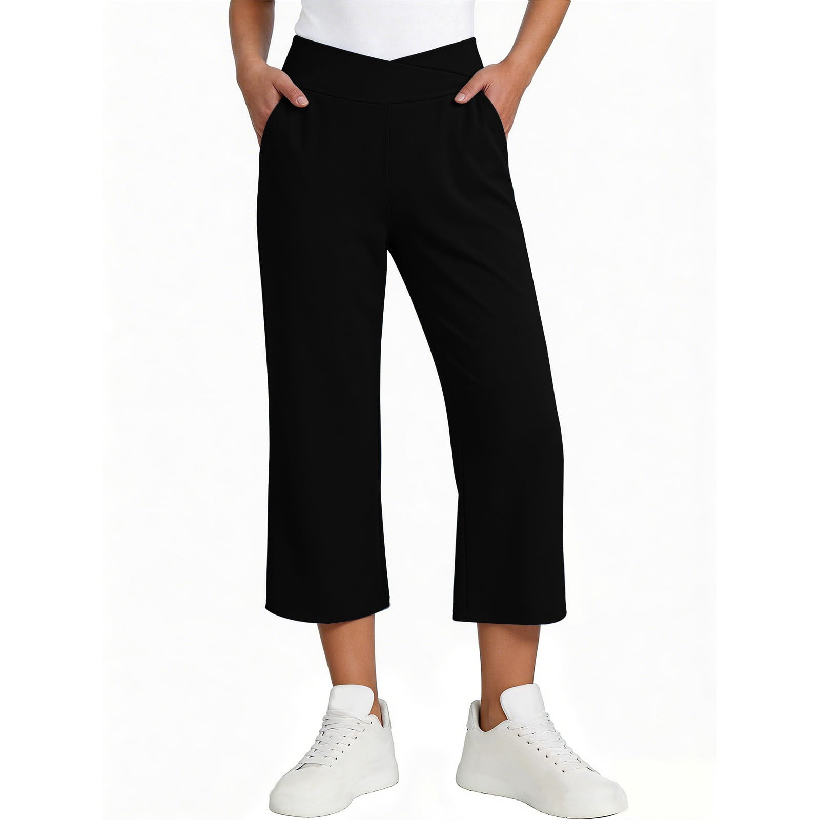 Capri Yoga Pants for Women High Waist Crisscross Flare Capri Pants ...