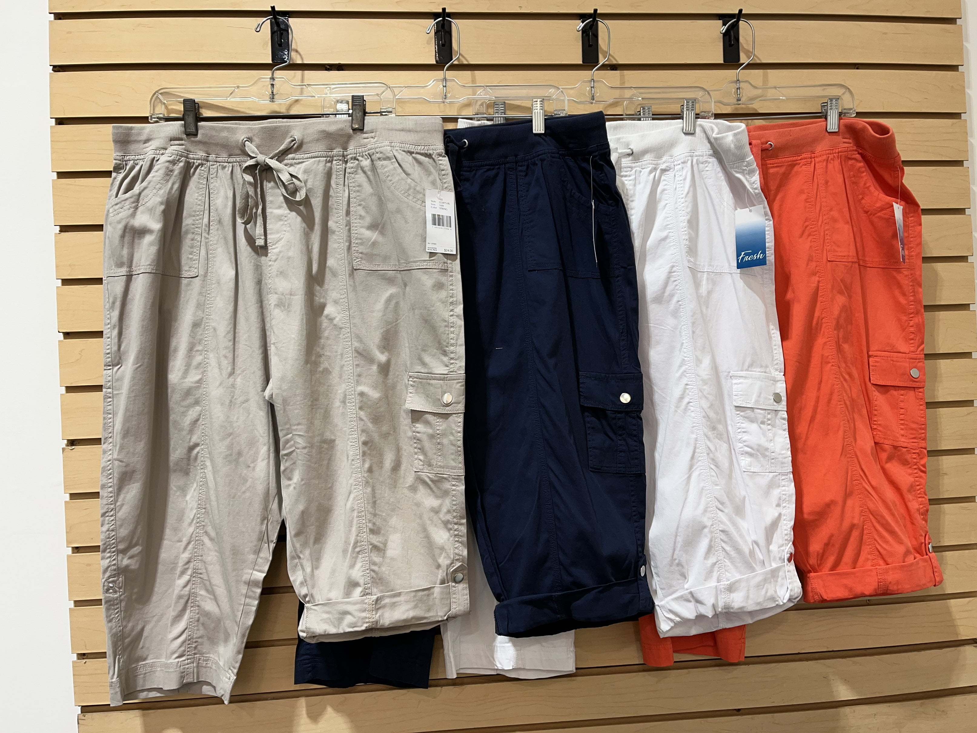 Fresh Plus Size Capri, Coral, 20W, Cotton Comfort with Elastic Waist ...