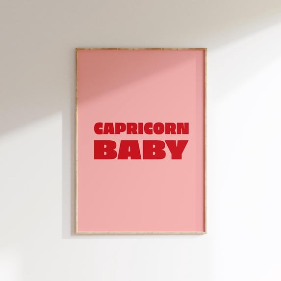 Capricorn Baby Print Retro Star Sign Astrology Poster Home Decor Office ...