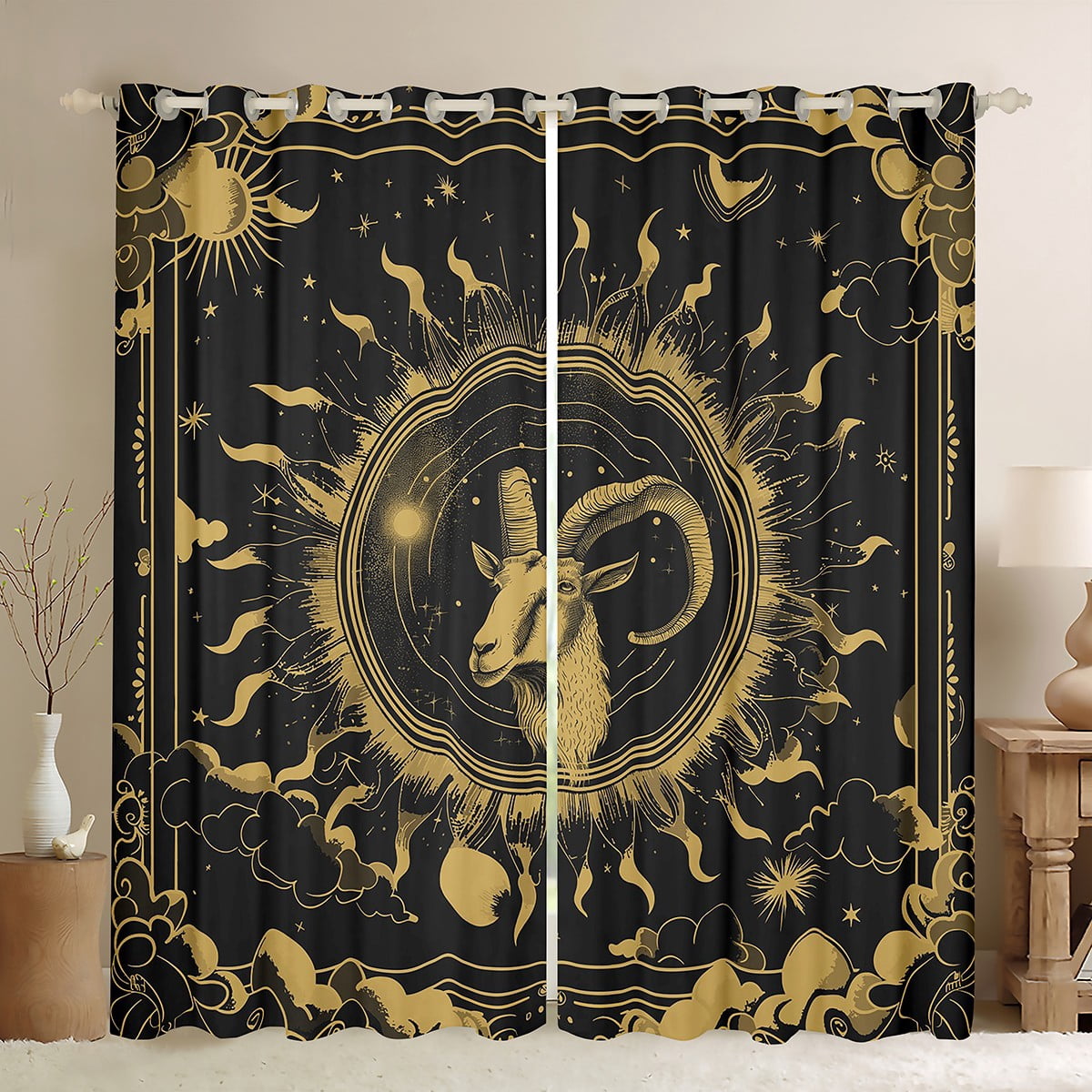 Capricorn Curtains 12 Horoscope Astrology Blackout Curtains for Boys ...