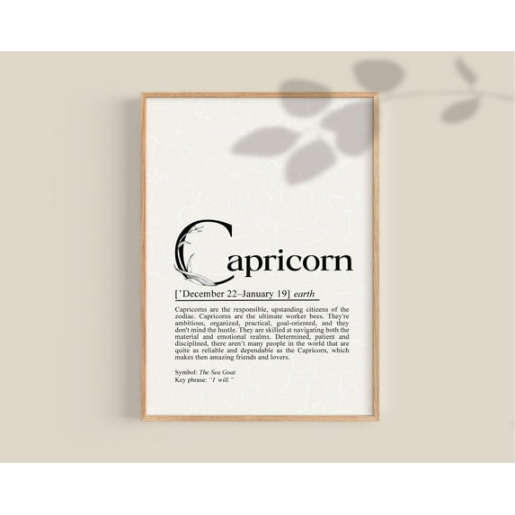 Capricorn Definition Poster, Capricorn Gifts, Capricorn Poster ...