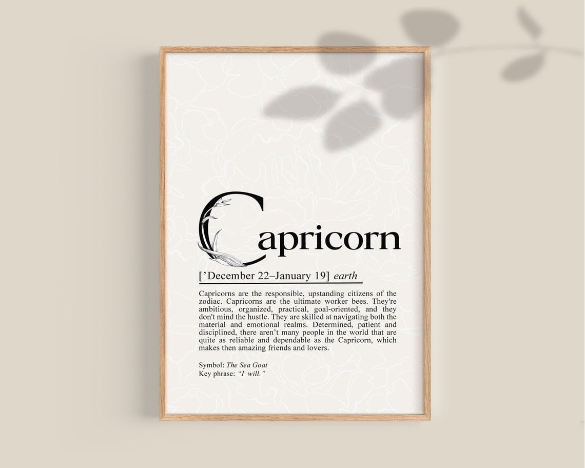 Capricorn Definition Zodiac Wall Art, Stretched Canvas Size 8x12 ...