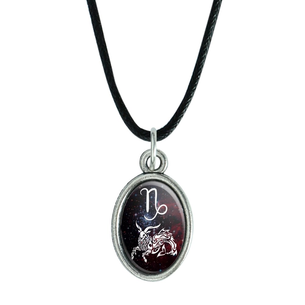 Capricorn Fish Goat Zodiac Sign Horoscope in Space Antiqued Oval Charm ...