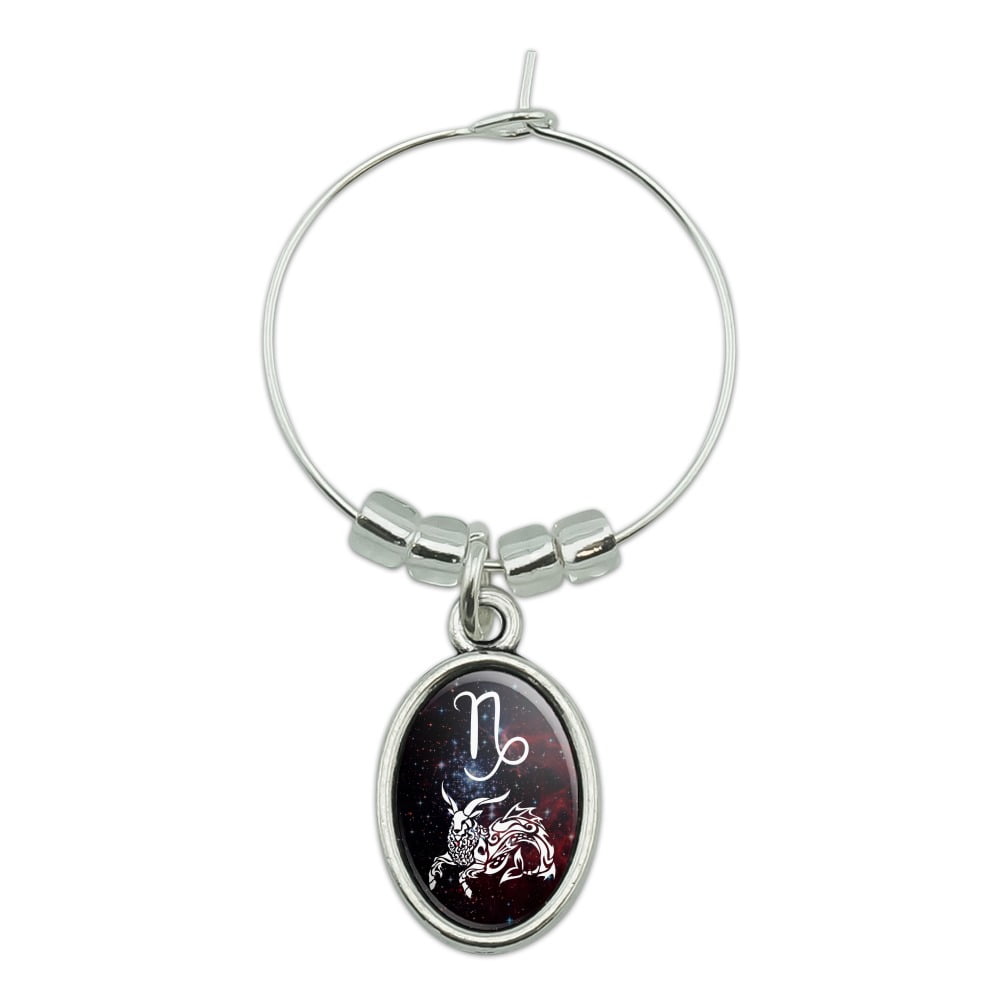Capricorn Fish Goat Zodiac Sign Horoscope in Space Wine Glass Oval ...