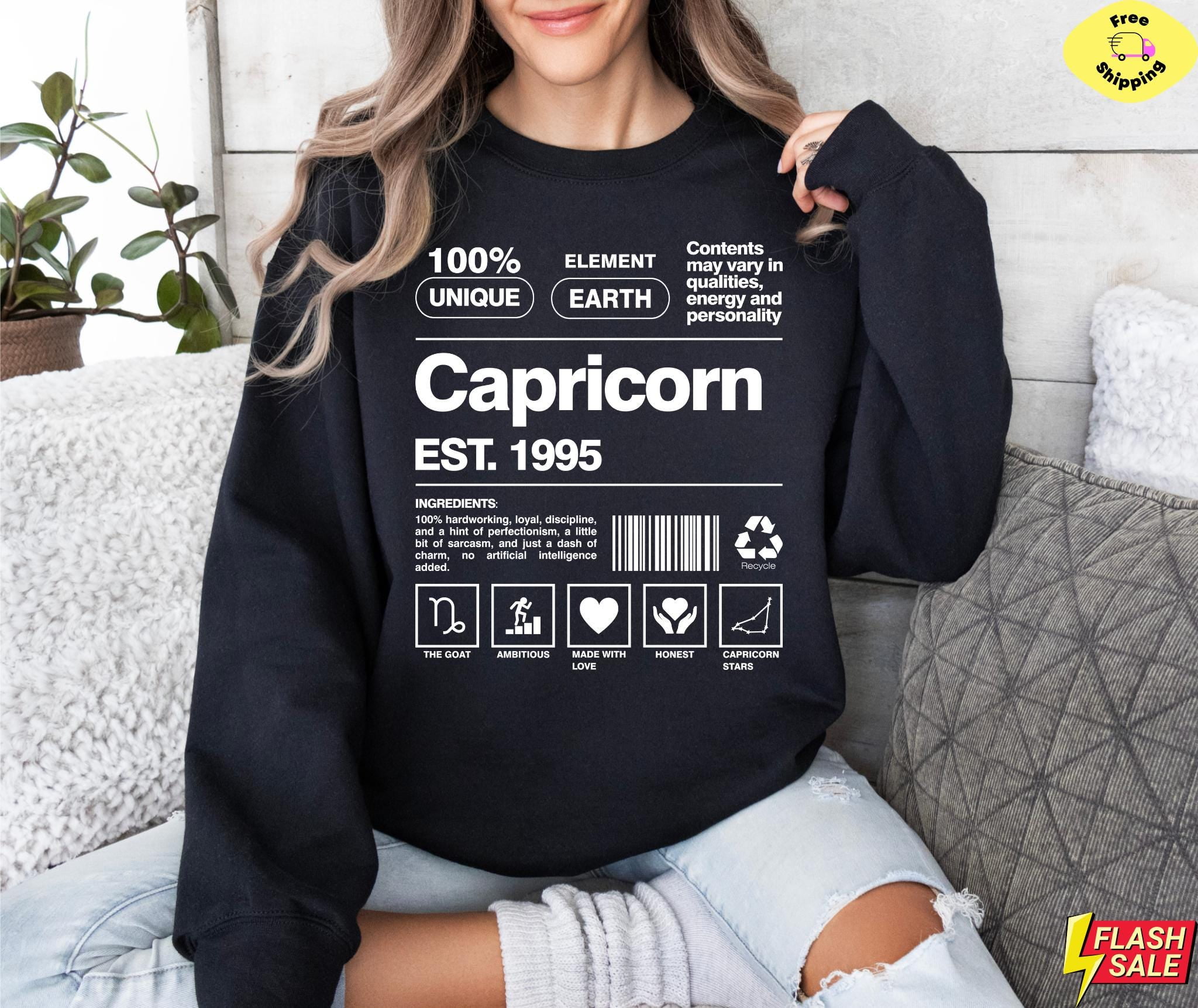 Capricorn Label Graphic Sweatshirt | Zodiac Astrology Crewneck ...
