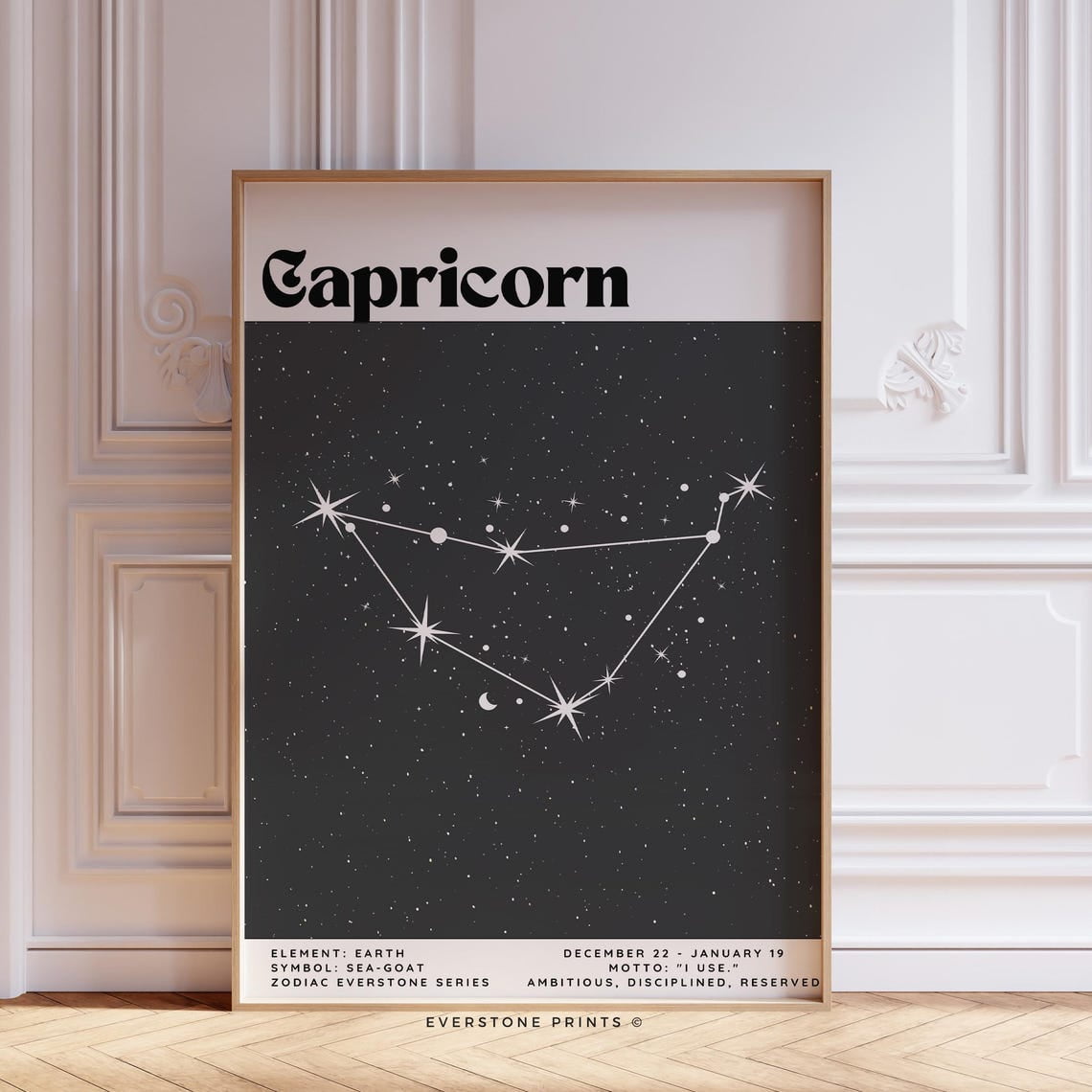 Capricorn Poster, Zodiac Capricorn Print, Retro Wall Decor, Large Art ...