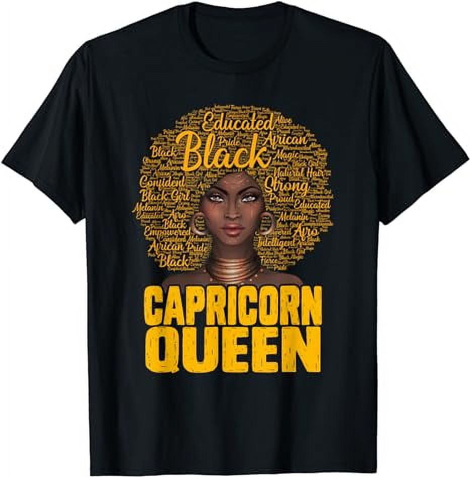 Capricorn Queen Black Woman Natural Hair African American T-Shirt ...