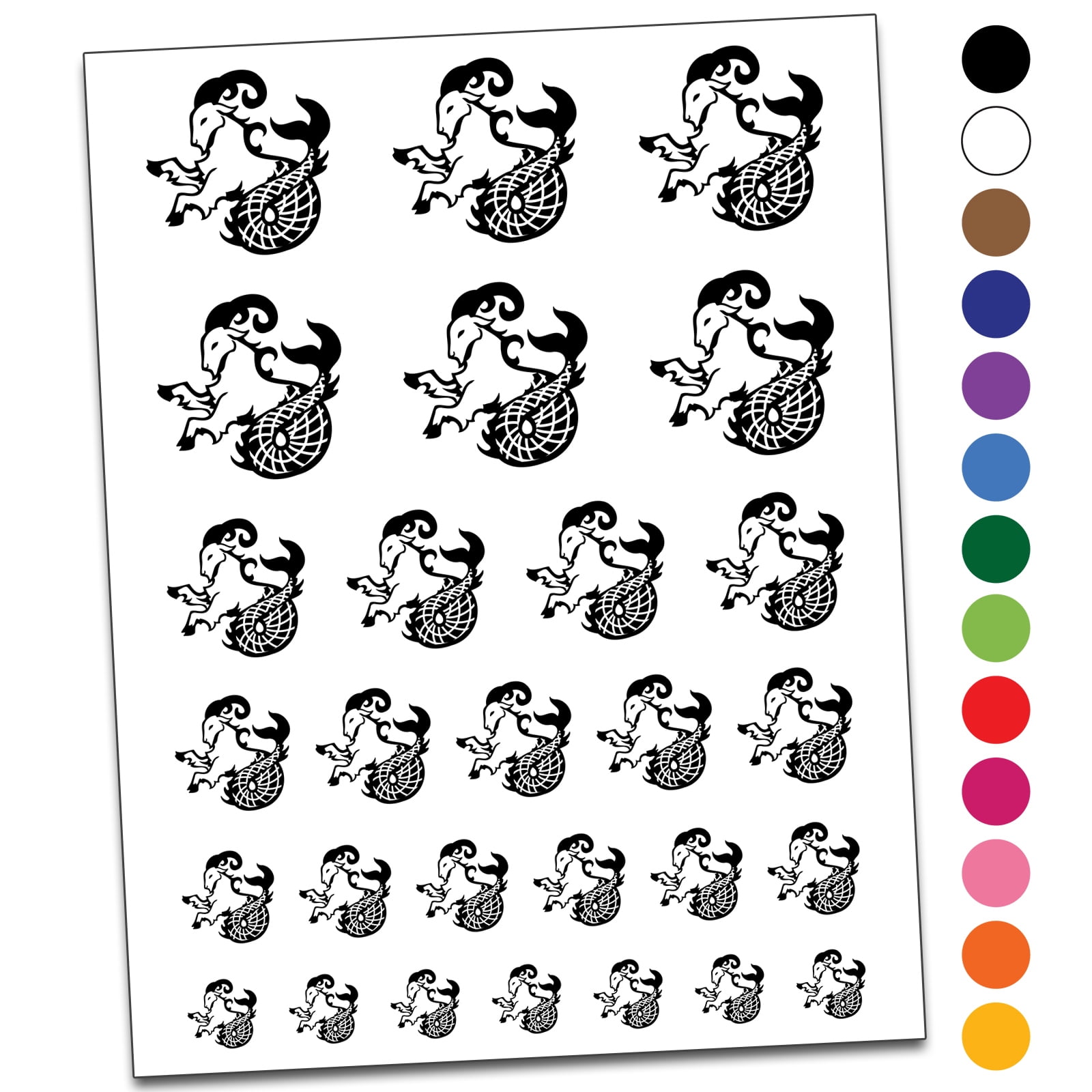 Capricorn Sea Goat Mythical Creature Water Resistant Temporary Tattoo ...