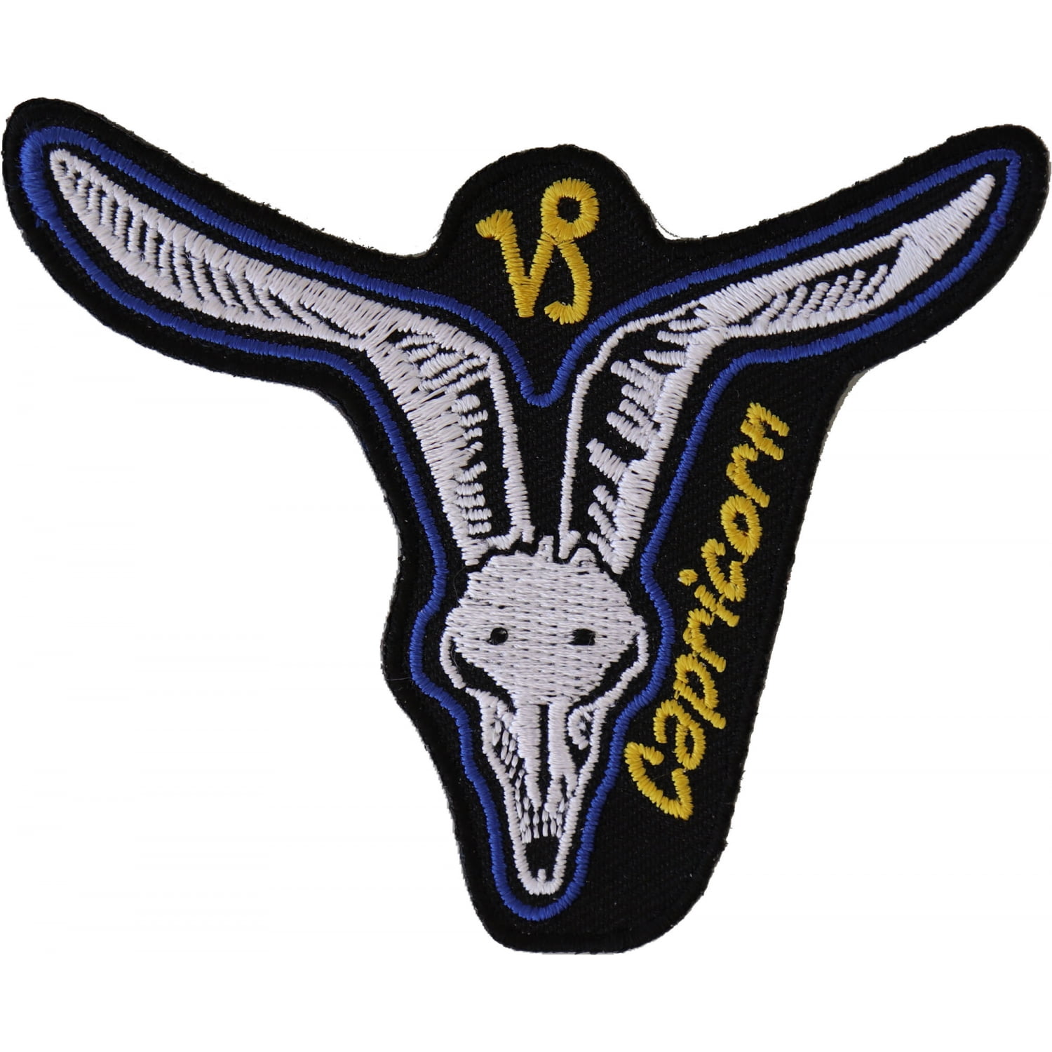 Capricorn Skull Zodiac Sign Patch - 3x3.7 inch. Embroidered Iron on ...