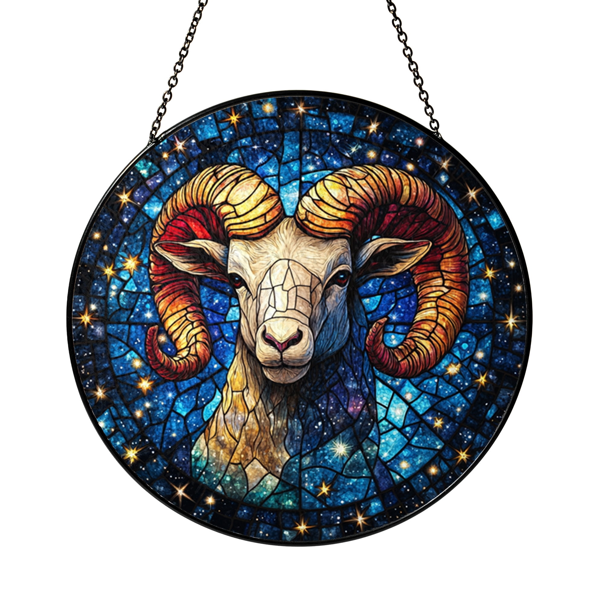 Capricorn Stained Glass Suncatcher Window Hanging Decor, Zodiac Goat ...
