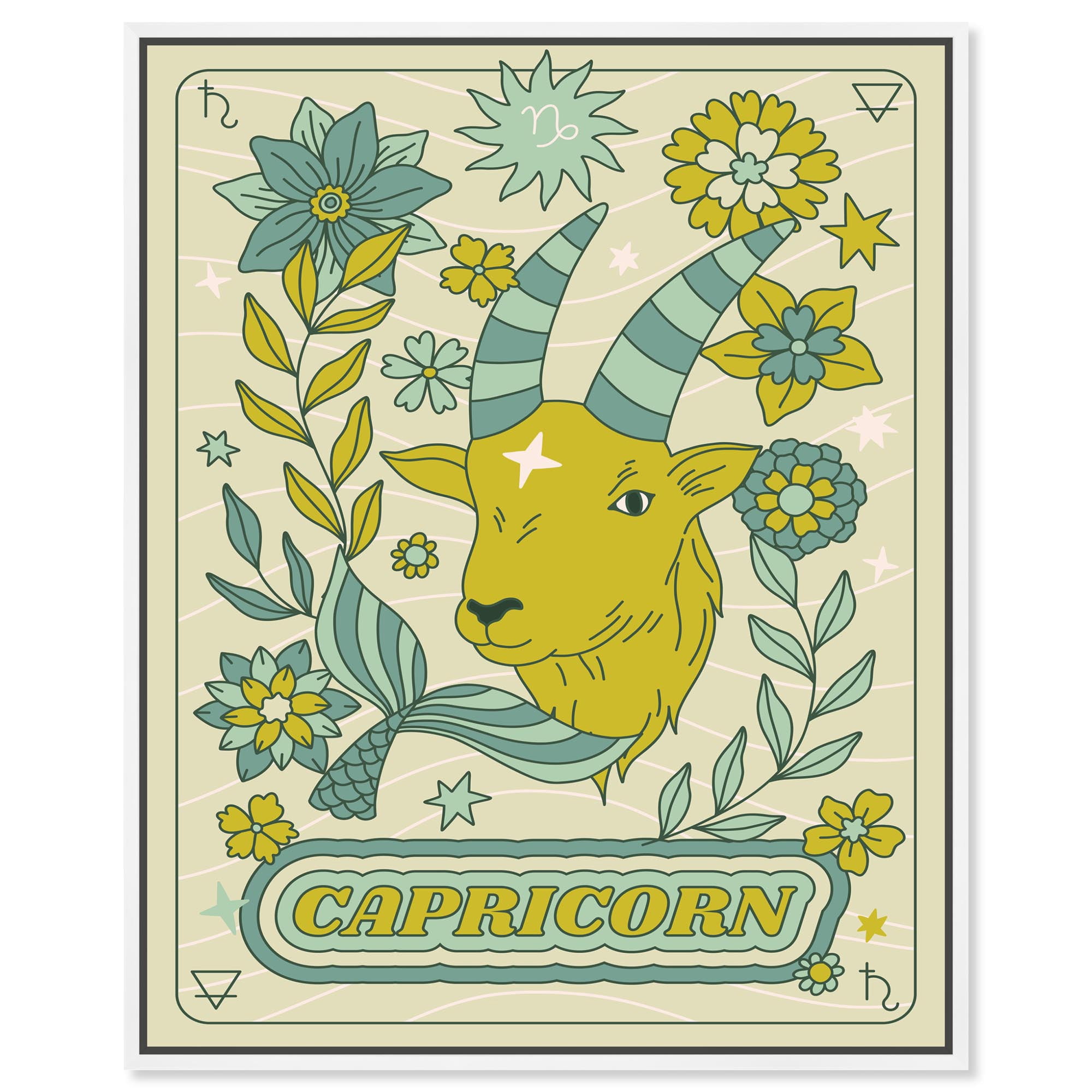Capricorn Stars Card Canvas Horoscope Posters by Art Remedy, White ...