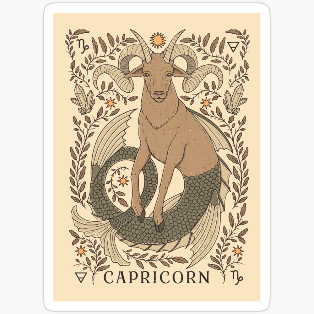Capricorn Sticker Phone Decal Water Bottle Stickers Car Decals, Laptop ...