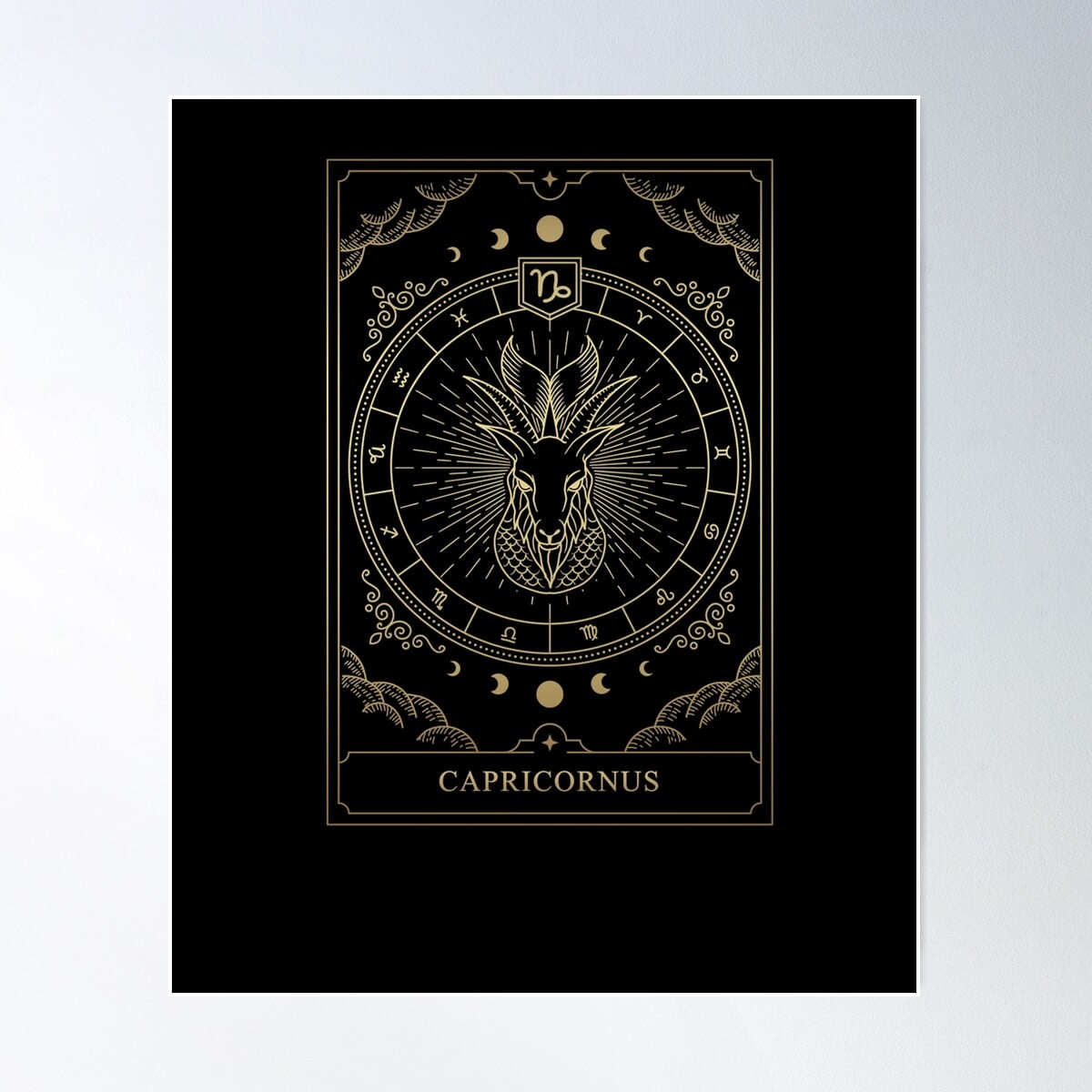 Capricorn Tarot Card Zodiac Poster Wall Art, Modern Wall Decor For ...