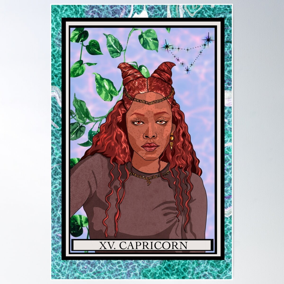 Capricorn X The Devil Tarot Card Poster Wall Art, Modern Wall Decor For ...