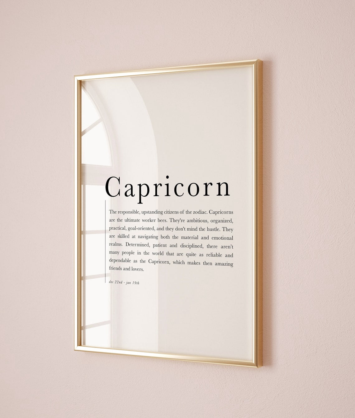 Capricorn Zodiac Art Poster , Capricorn Definition Poster, Zodiac Wall ...