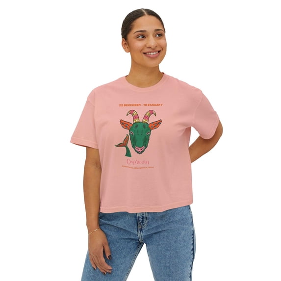 Capricorn Zodiac Boxy Tee SeaGoat Astrology Shirt - Walmart.com