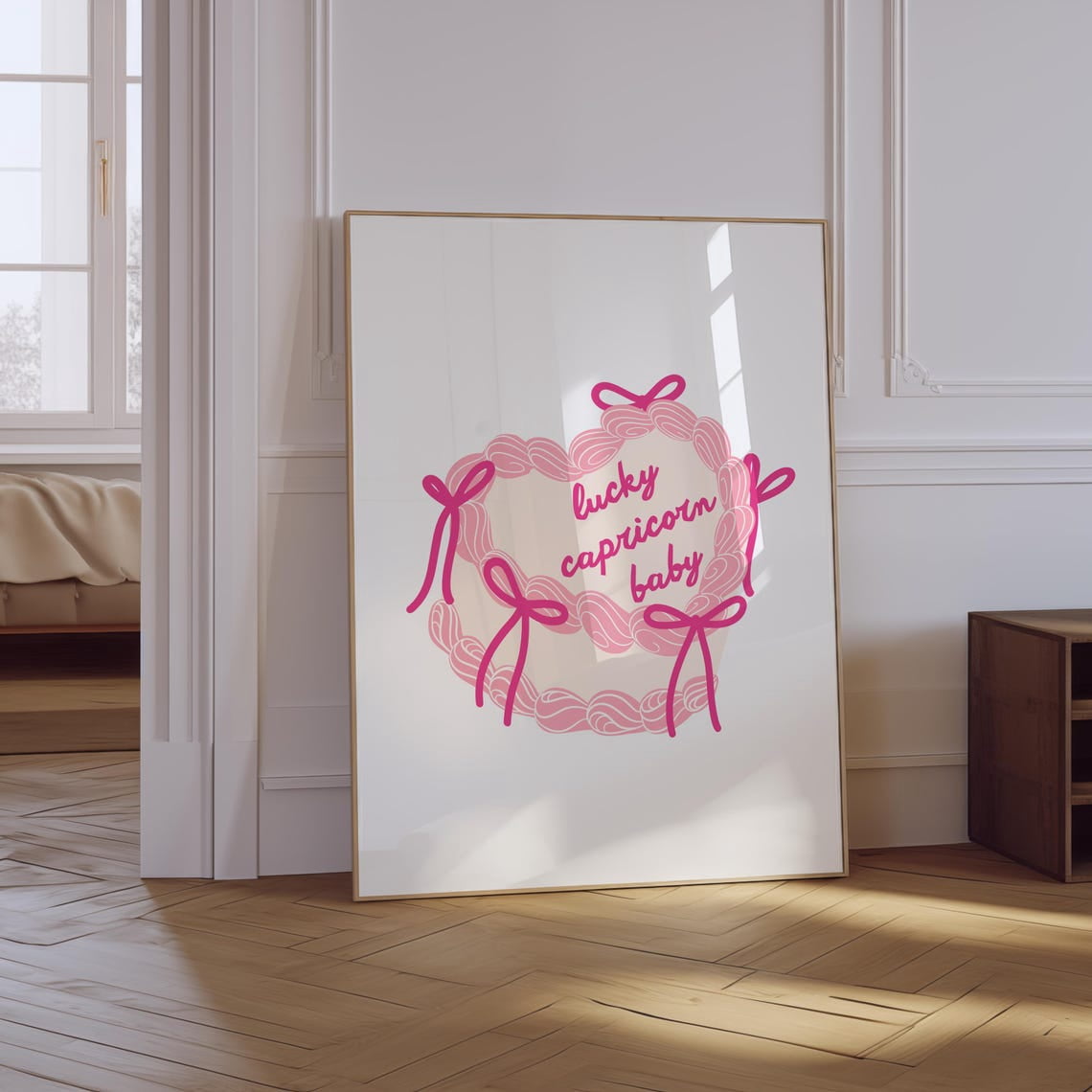 Capricorn Zodiac Cake Pink Preppy Poster, Stretched Canvas 16x20in ...