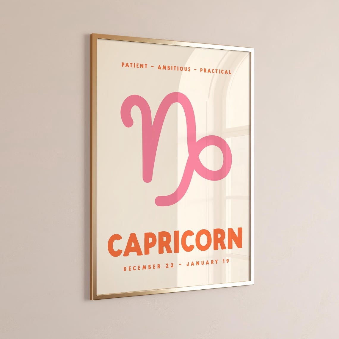 Capricorn Zodiac Preppy Pink Wall Art, Unframed Canvas Size 16x24 ...
