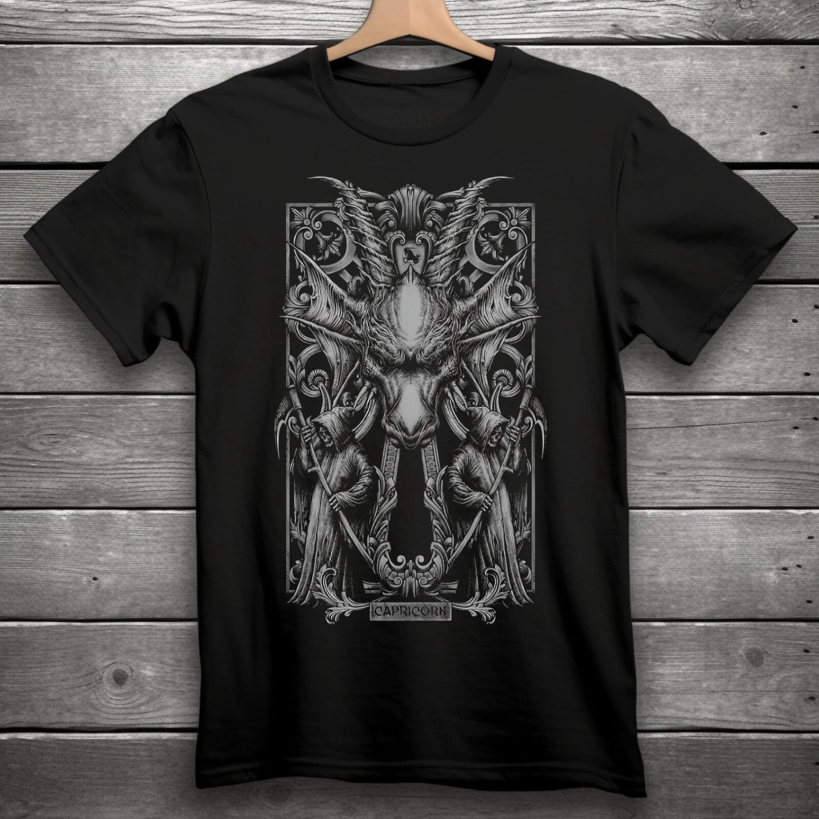 Capricorn Zodiac Sign Goth Skull Unisex Black T-Shirt S-3XL - Walmart.com