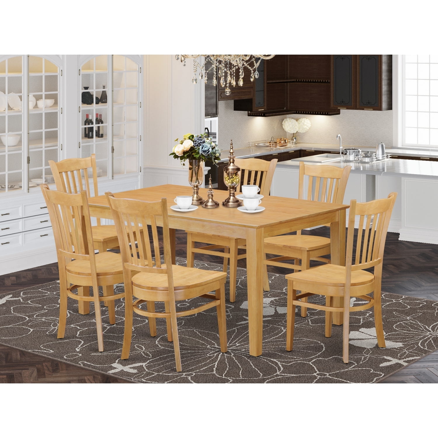 Capris 7 Piece Rectangular Dining Table Set with Groton Wooden Seat ...