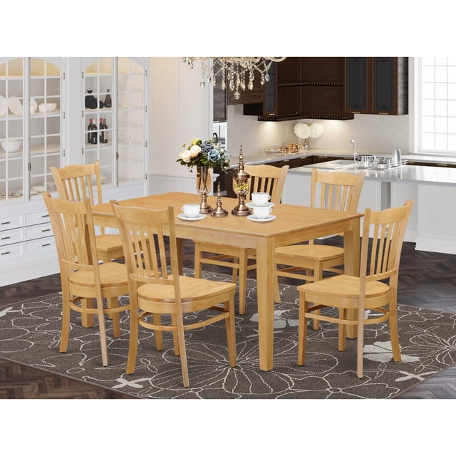 Capris 7 Piece Rectangular Dining Table Set with Groton Wooden Seat ...