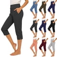 Capris For Women With Pockets Golf Pants 7/8 High Waisted Stretch Pull ...