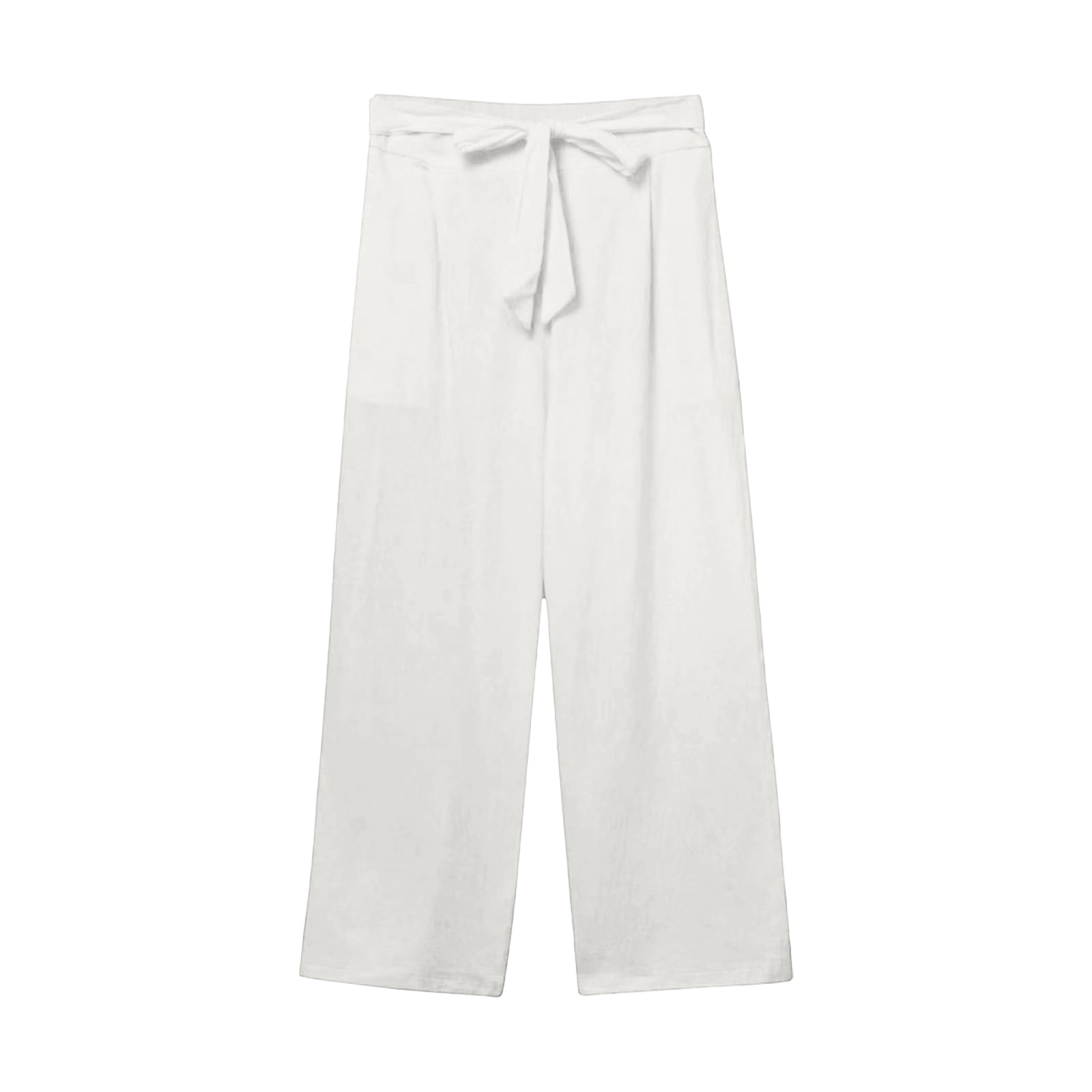 Capris Pants for Women Cotton Linen Casual Summer 2026 Straight Wide ...