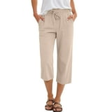 Capris Pants for Women Summer Casual Loose Drawstring Elastic High ...