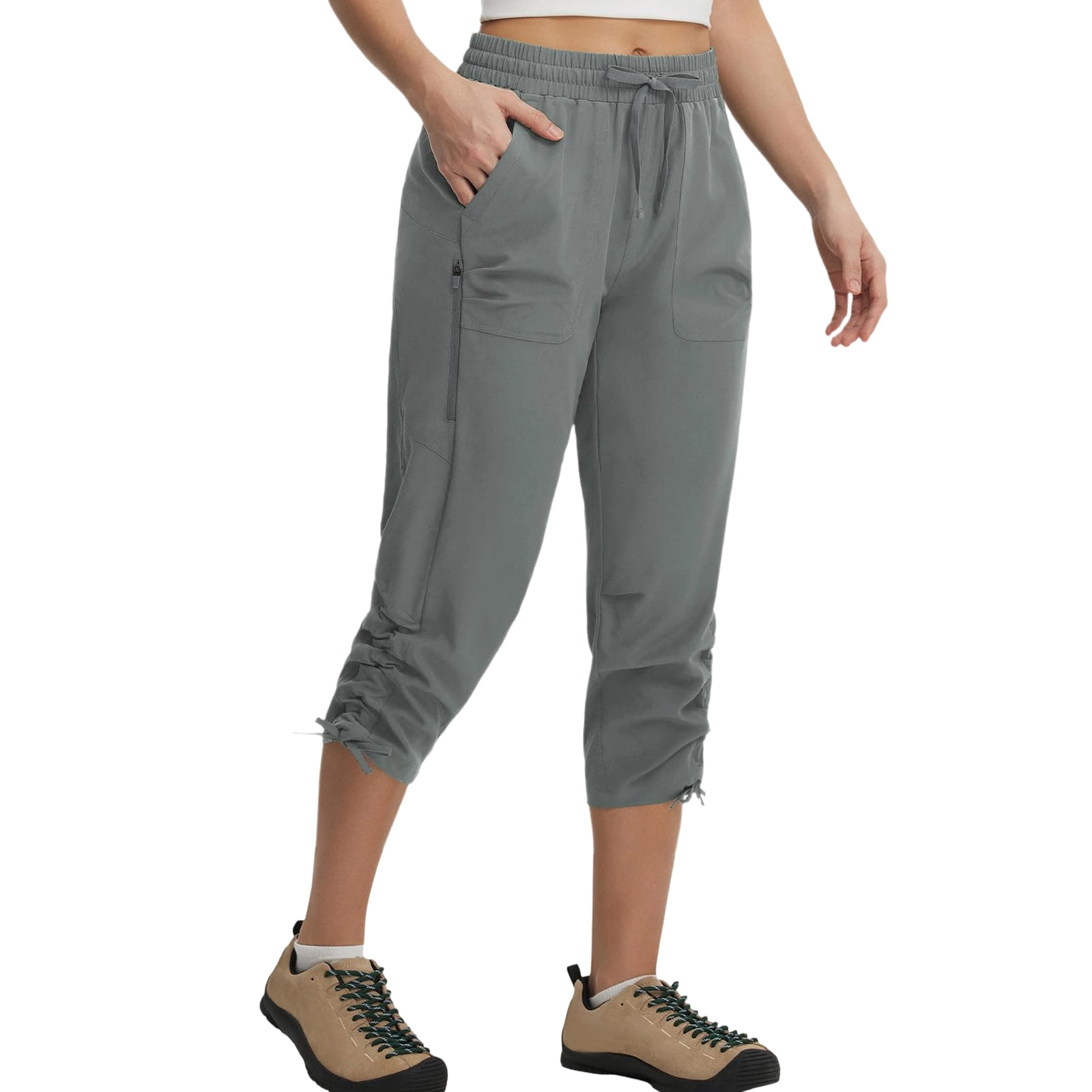 Capris Pants for Women Summer Casual Loose Drawstring Elastic High ...