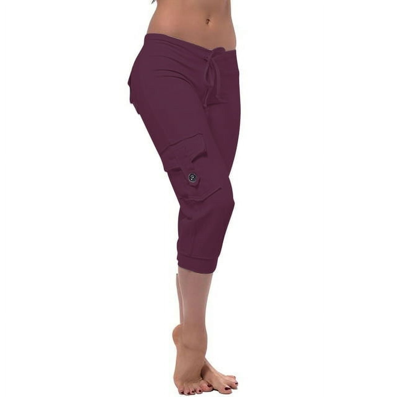 Capris Pants for Women Workout Jogger Leggings Plus Size Elastic Waist ...