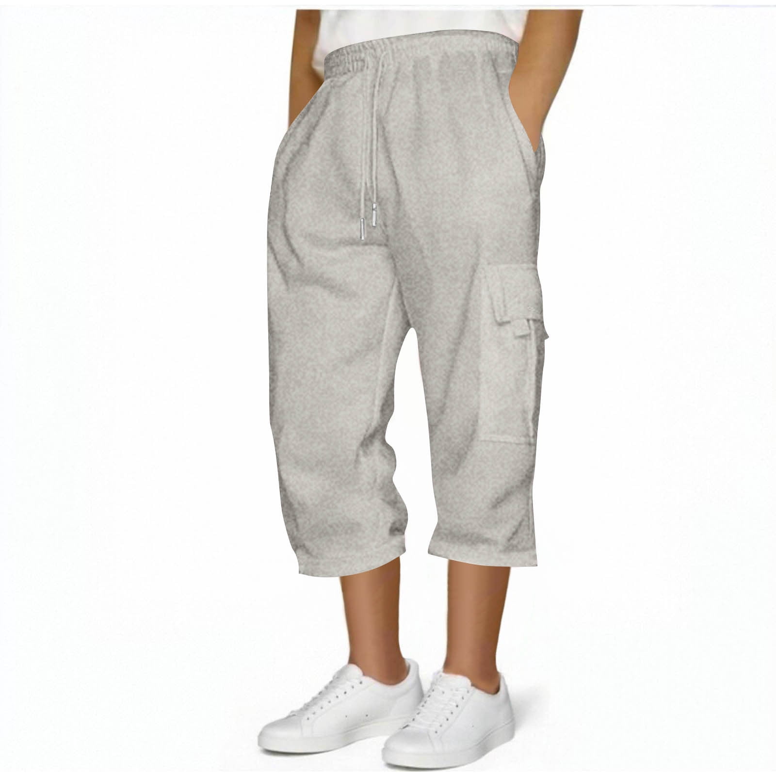 Capris Sweatpants for Men with Pockets Straight Leg Cropped Cargo Pants ...