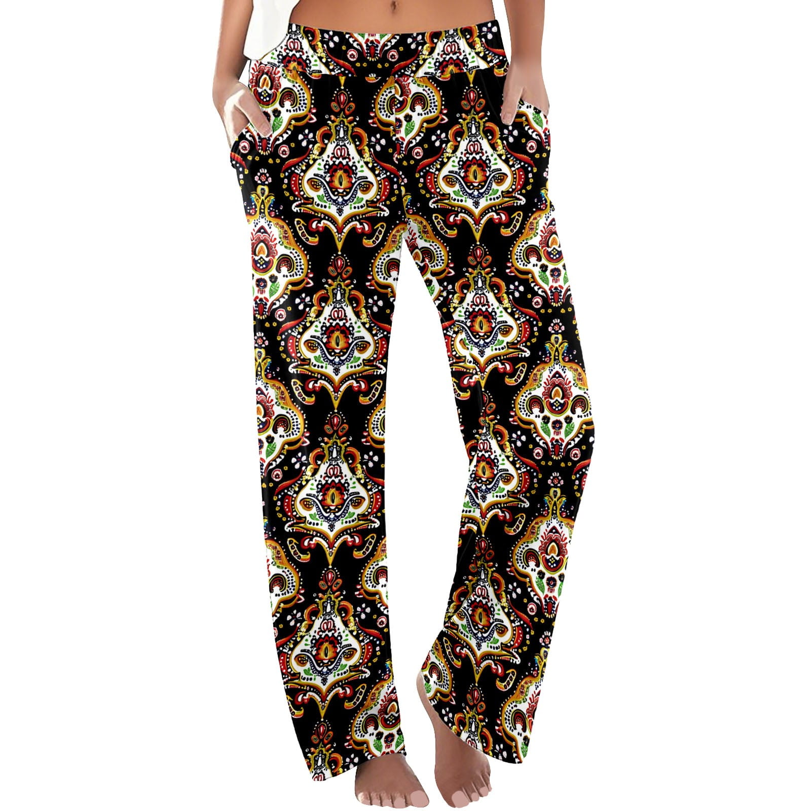 Capris for Women Casual Summer Summer Boho Palazzo Pants High Waist ...