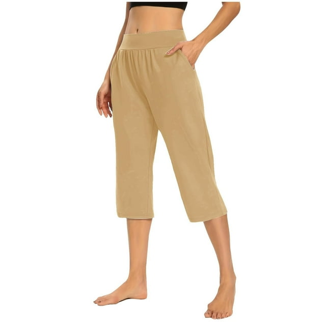 Capris For Women Casual Summer Loose Comfy Drawstring Wide Leg Capri