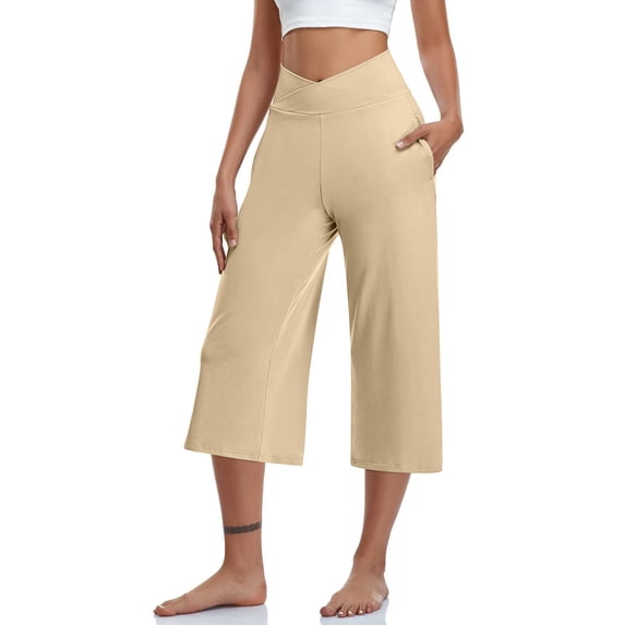 Capris for Women Loose Summer Solid with Pocket Capris Quick Drying ...