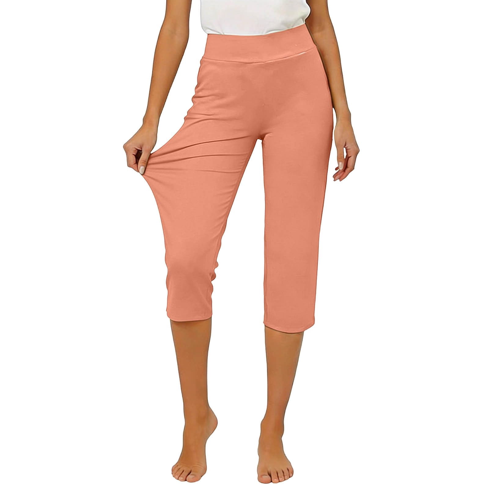 Capris for Women Pull On Elastic Waist Stretch Capris Dressy Casual ...