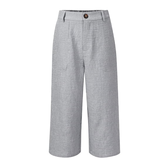 Capris for Women with Pockets Cotton Linen High Waisted Pants Dressy ...
