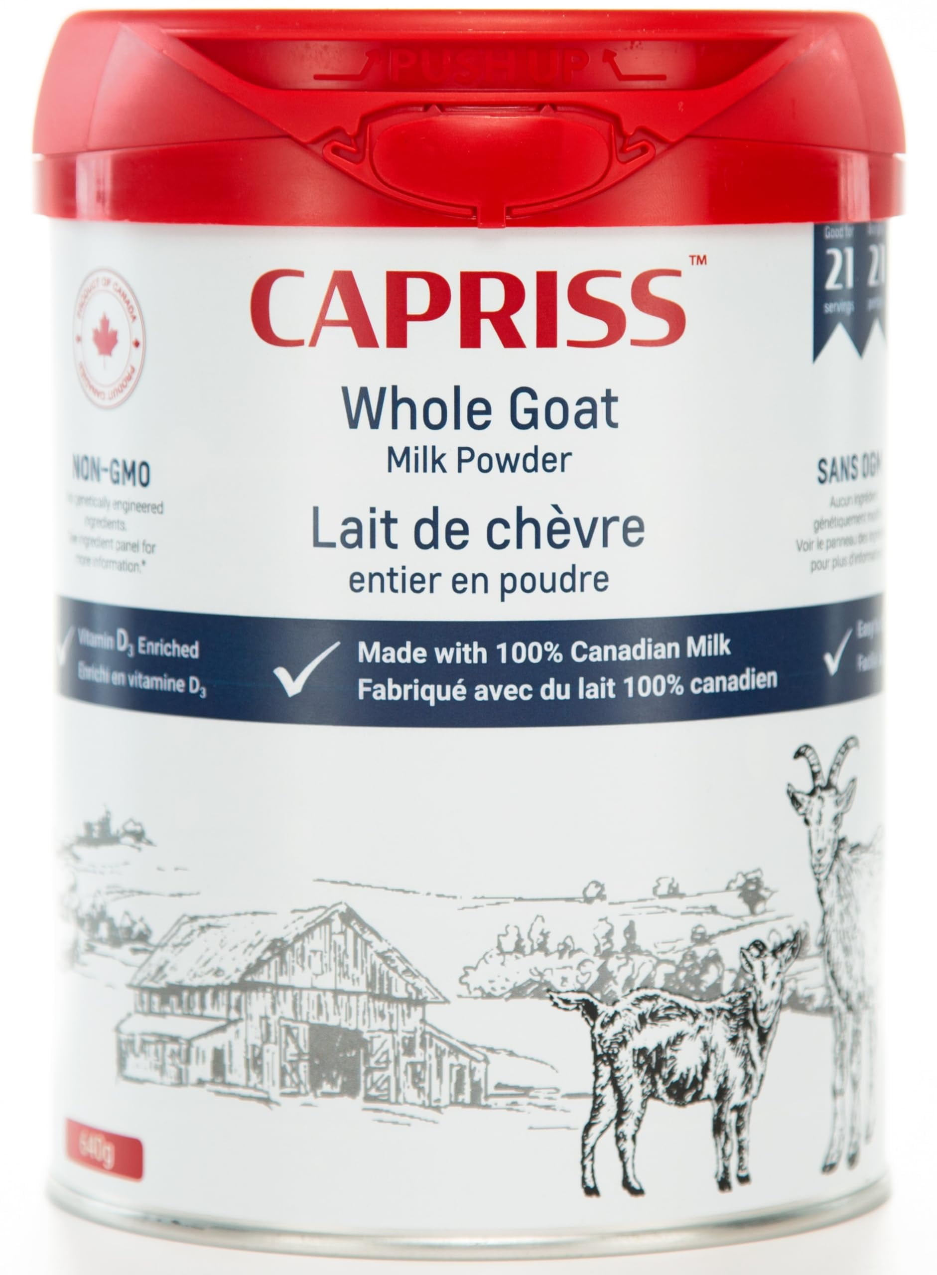 Capriss Whole Goat Milk BDF32 Powder, 22.5oz | Canadian Farm Sourced ...