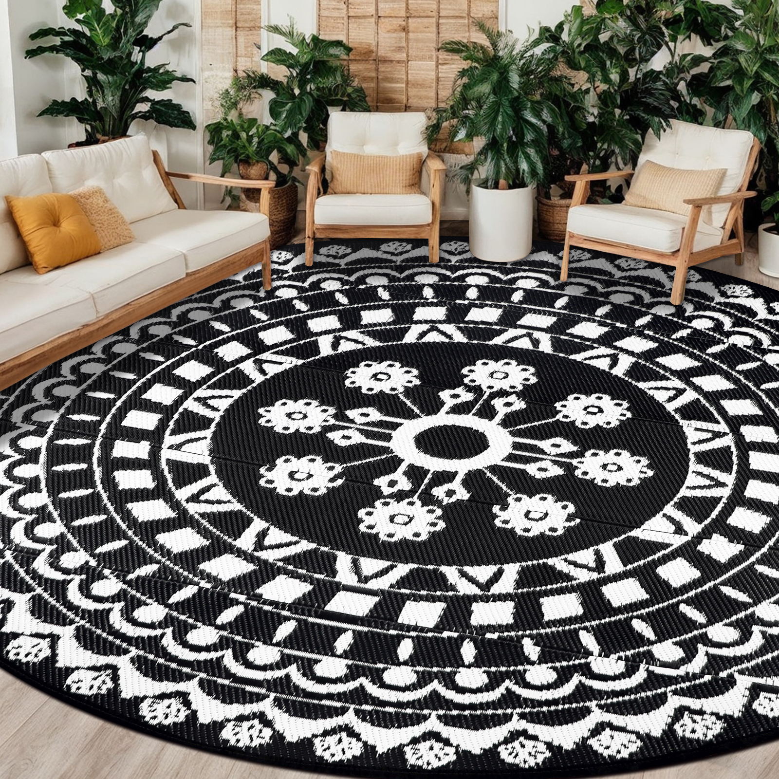 Capslpad 10Ft Round Outdoor Rug - Walmart.com