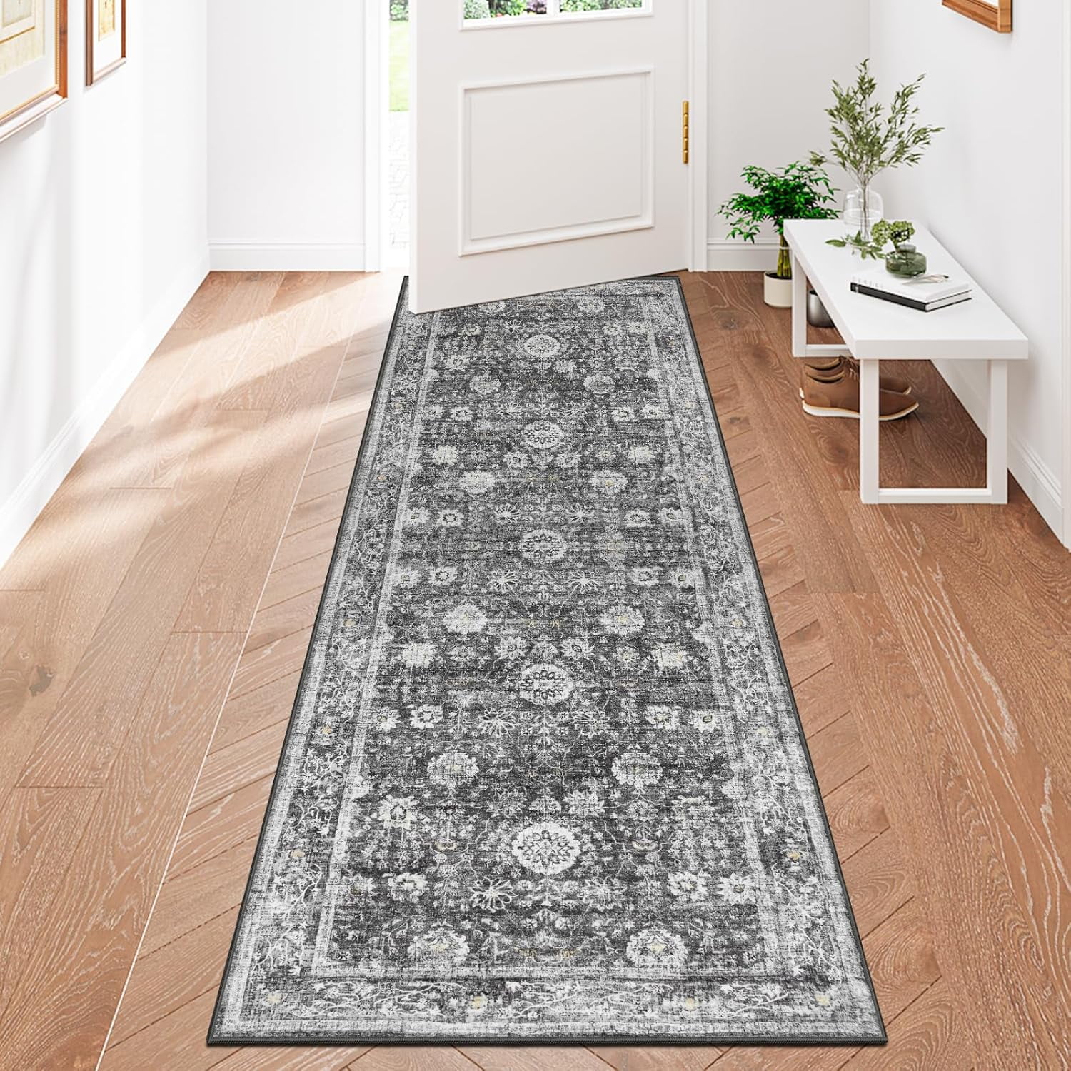 Capslpad 2'x6' Distressed Vintage Runner Rug, Gray - Walmart.com