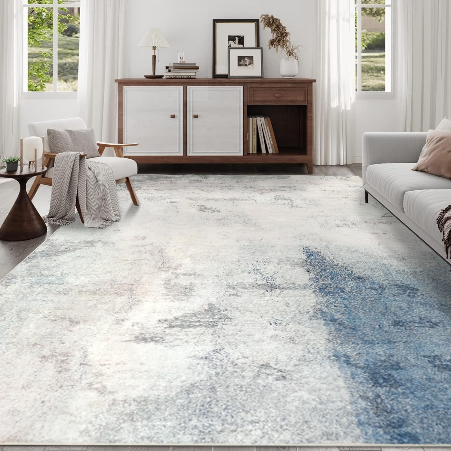 Capslpad Washable Area Rug 6'x9' Abstract Living Room Rug Non Slip ...