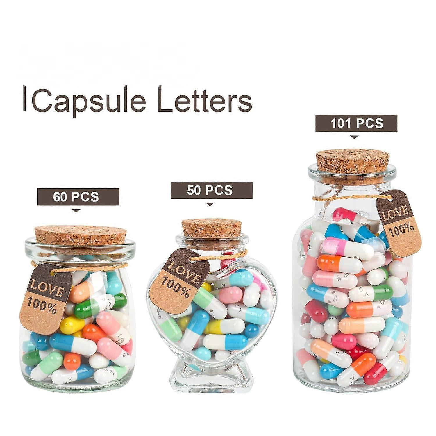 Capsule Letters Message in a Bottle -101pcs Love Pills Gifts for ...