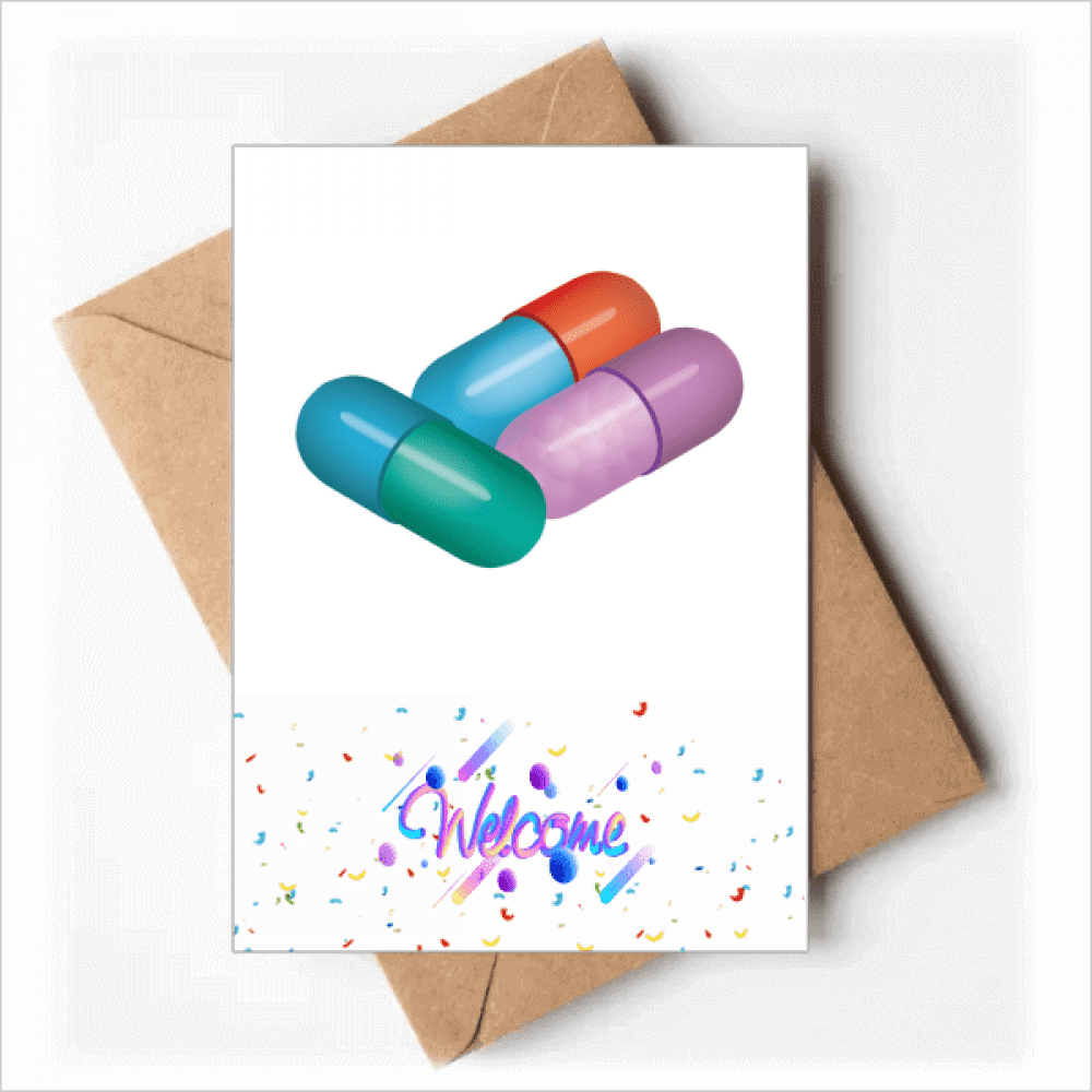 Capsule Pill Health Care Products Pattern Welcome Back Greeting Cards ...
