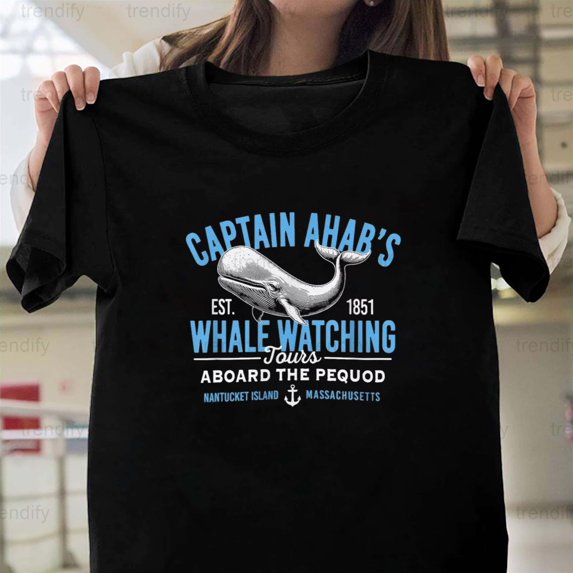 Captain Ahab's Whale Watching Tours, A Funny Moby Fan Design,, H1309 ...