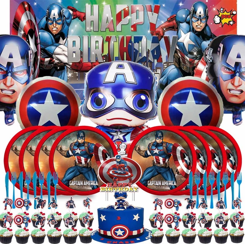 Captain Americ Party Supplies Plates Decoration Backdrop Banner ...