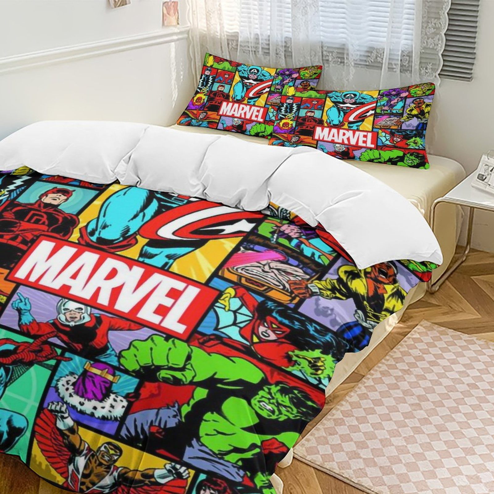 Captain America 3 Piece Bedding Set Cartoon Comforter Set Cute Duvet ...