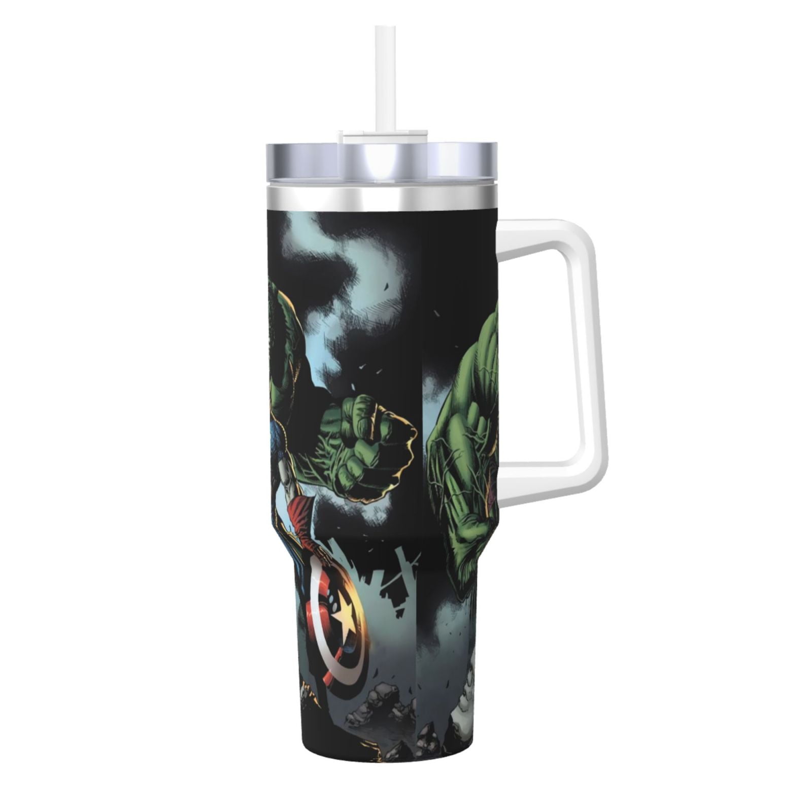 Captain America 40oz Ice Bully With Handle Straw And Lid, Print ...